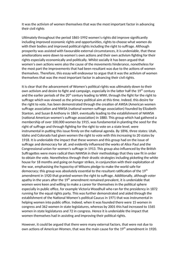 A Level History OCR Complete Women Civil Rights Notes and essay plans ...