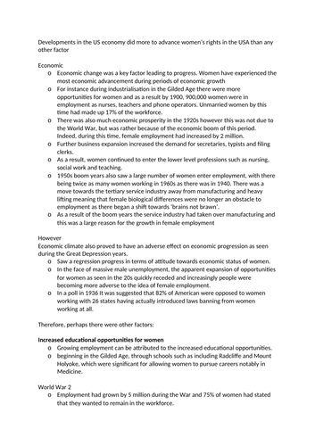 A Level History OCR Complete Women Civil Rights Notes and essay plans ...