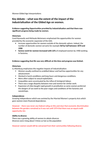 A Level History OCR Complete Women Civil Rights Notes and essay plans ...