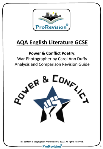 War Photographer By Carol Ann Duffy: Grade 9 Revision Guide | Teaching ...