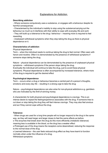 Addiction - A Level Psychology (AQA) | Teaching Resources