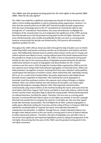OCR AA Civil Rights 1865-1992 notes and essay plans | Teaching Resources
