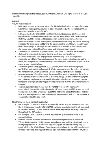 OCR AA Civil Rights 1865-1992 notes and essay plans | Teaching Resources