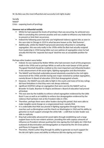 OCR AA Civil Rights 1865-1992 notes and essay plans | Teaching Resources