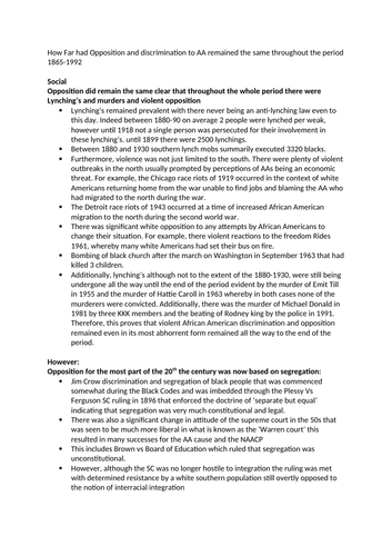 OCR AA Civil Rights 1865-1992 notes and essay plans | Teaching Resources