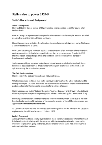 Stalins Dictatorship and Rise to power | Teaching Resources