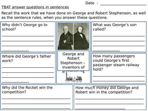 Y2, Non-Chron Report - George Stephenson | Teaching Resources