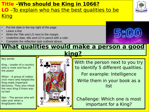 KS3 Norman Conquest - L1 Who should be King in 1066 | Teaching Resources