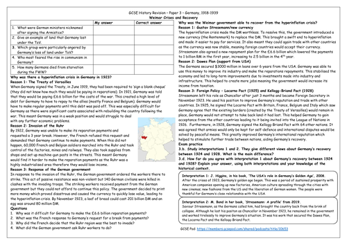 Weimar and Nazi Germany Revision Pack | Teaching Resources