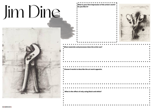 KS3 Artist Research activity - Jim Dine | Teaching Resources