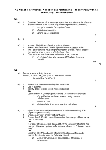 A level Biology - Genetic variation & Relationships- COMPLETE Exam Q&A ...