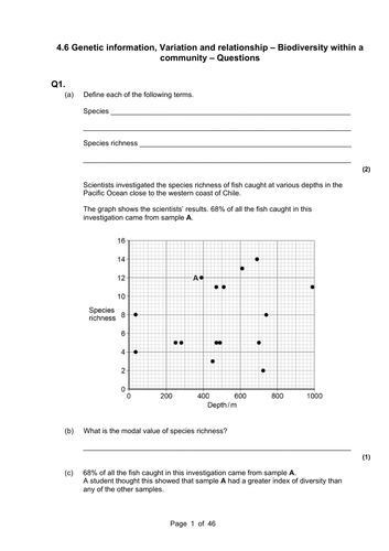 A level Biology - Genetic variation & Relationships- COMPLETE Exam Q&A ...