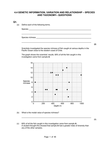 A level Biology - Genetic variation & Relationships- COMPLETE Exam Q&A ...