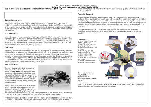 KS3 Boom and Bust | Teaching Resources