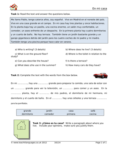Theme 2 | GCSE Spanish | Mi casa | Teaching Resources