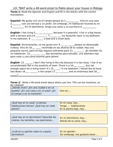 Theme 2 | GCSE Spanish | Describe your house | Teaching Resources
