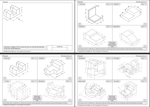 Technical Drawing and Graphics - Set 1 "Orthogonal Drawing" | Teaching ...