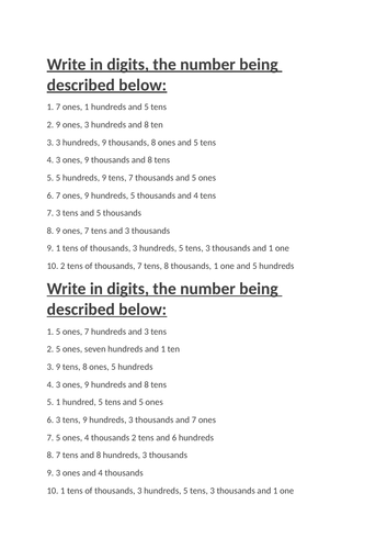 Year 4 Place Value Words to Numbers | Teaching Resources