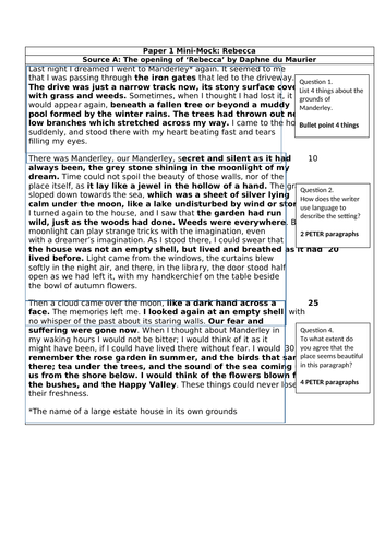 Language Paper 1 Section A formative assessment and feedback | Teaching ...