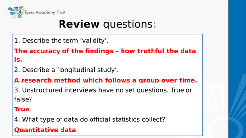 GCSE Sociology AQA Research Methods unit | Teaching Resources