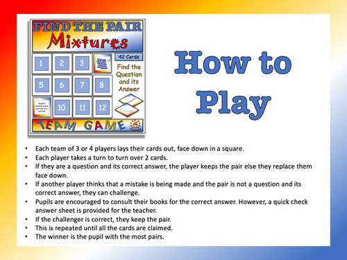 Mixtures Solutions and Suspensions Find the Pair Game KS3 | Teaching ...