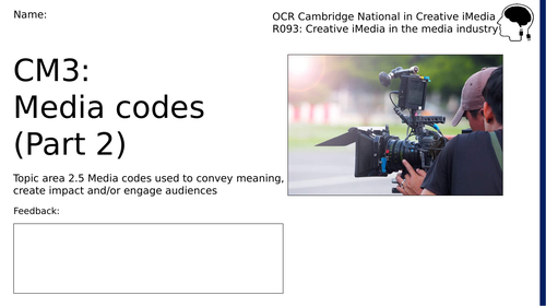 CM3 - Media codes (Part 2) Workbook | Teaching Resources