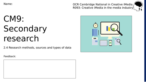 CM9 - Secondary research (Workbook) | Teaching Resources
