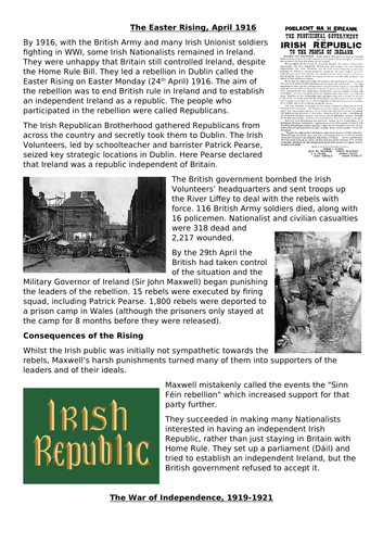 The Easter Rising War of Independence | Teaching Resources