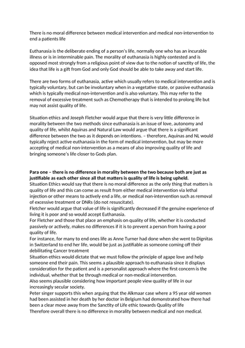 Euthanasia OCR RS A level essays and notes | Teaching Resources