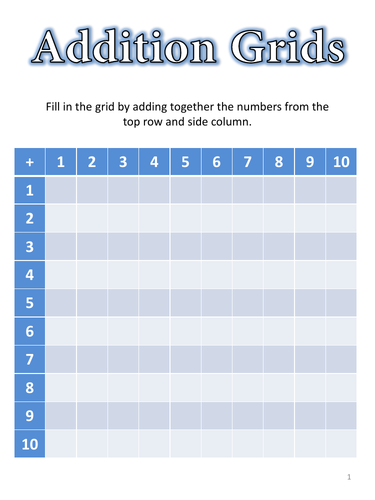 Addition Grids | Teaching Resources Addition Grids | Teaching Resources