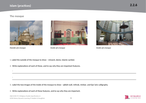 The Mosque - AQA - Religious Studies GCSE | Teaching Resources