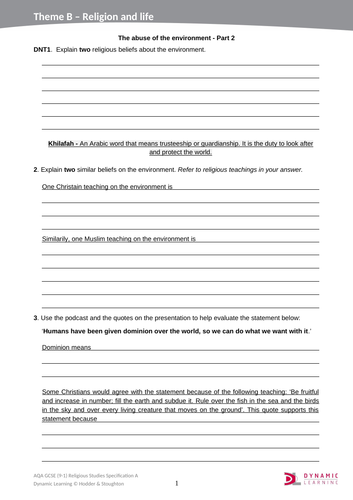 Abuse of the environment - Part 2 - AQA - Religious Studies GCSE ...
