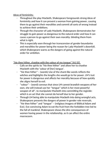 GCSE AQA English Literature - Macbeth All Themes Grade 9 (full marks ...