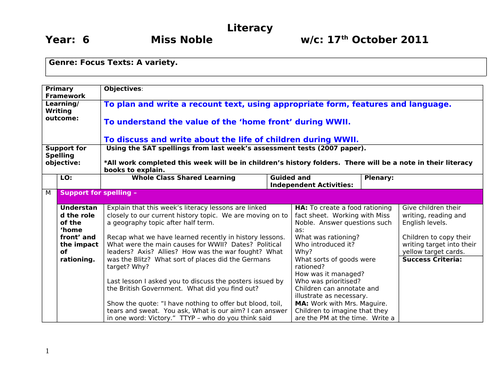 Back to School Year 6 Complete Year's Planning Literacy Roald Dahl ...