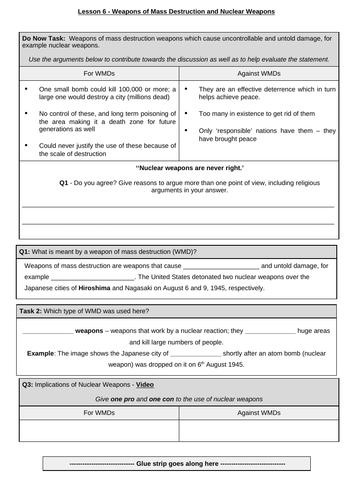 Weapons of Mass Destruction and Nuclear Weapons - AQA - Religious ...