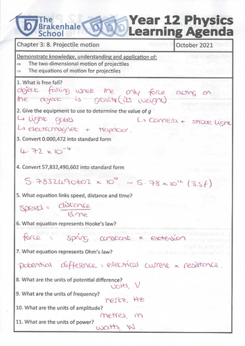 OCR Physics A Chapter 3: 8. Projectile motion | Teaching Resources