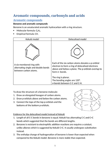 OCR A-Level Chemistry Aromatic Compounds, Carbonyls and Acids Revision ...