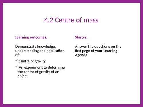 OCR Physics A Chapter 4: 2. Centre of mass | Teaching Resources