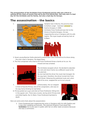 Assassination of Franz Ferdinand | Teaching Resources