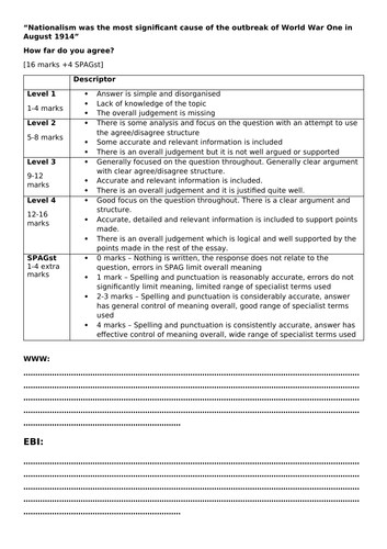 WW1 Essay Writing | Teaching Resources