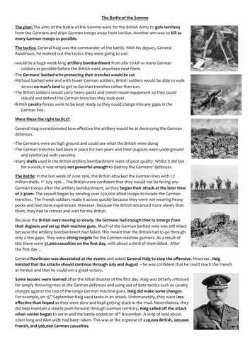Battle of the Somme | Teaching Resources