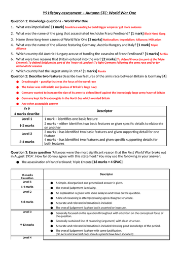 WW1 Assessment | Teaching Resources