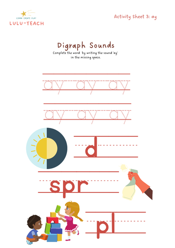 'ay' sound phonics activity sheets | Teaching Resources