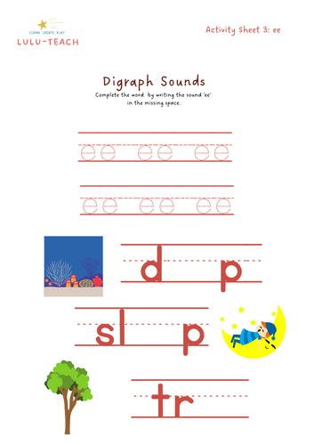 'ee' sound phonics activity sheets | Teaching Resources