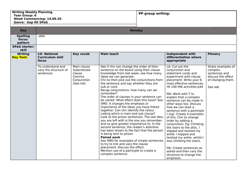 SPaG writing unit 2 weeks Y6 | Teaching Resources