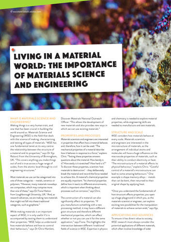 Living in a material world: the importance of materials science and ...