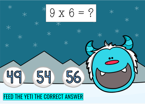 Boom Cards- Winter Themed Add Multiplication Tables 6-9 | Feed the Yeti ...