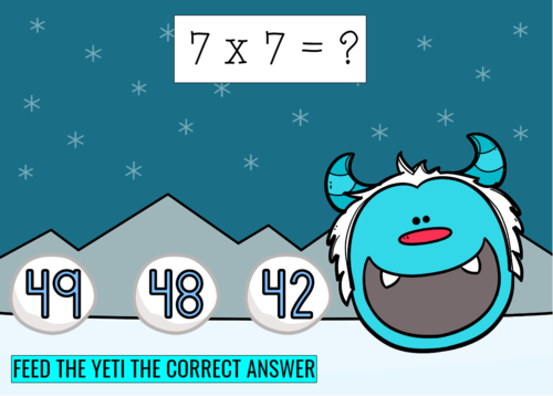 Boom Cards- Winter Themed Add Multiplication Tables 6-9 | Feed the Yeti ...