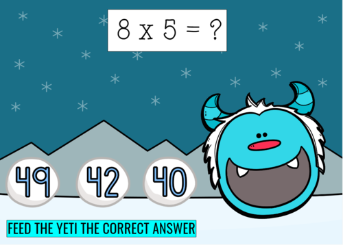 Boom Cards- Winter Themed Add Multiplication Tables 6-9 | Feed the Yeti ...