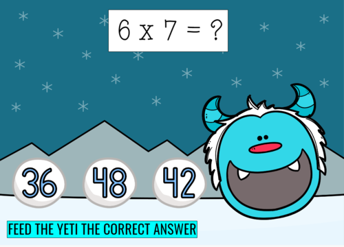 Boom Cards- Winter Themed Add Multiplication Tables 6-9 | Feed the Yeti ...